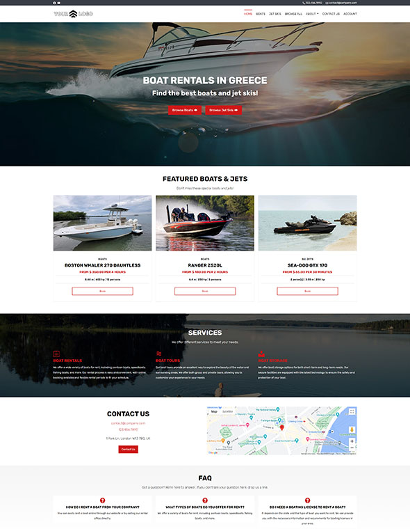 VEVS Boat Rental Website Builder Templates