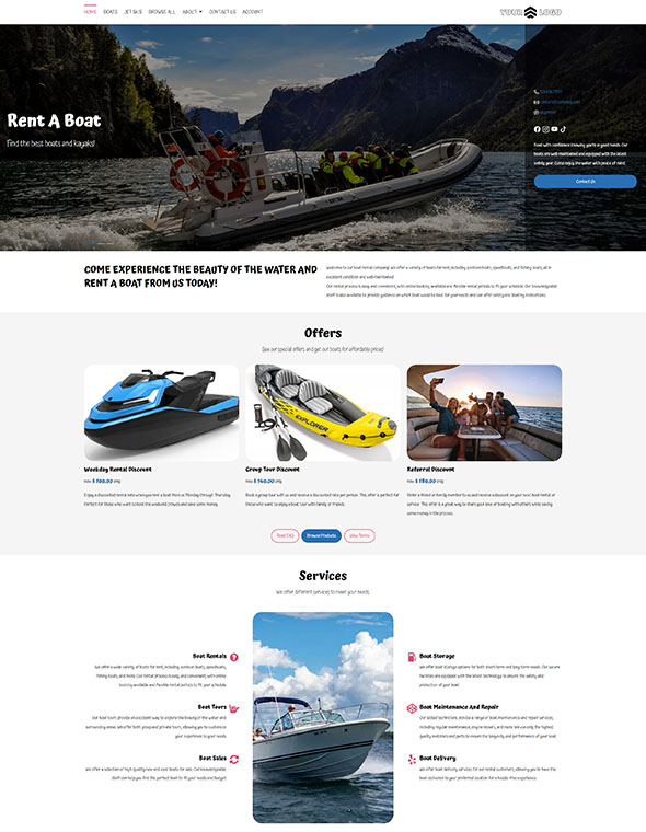 VEVS Boat Rental Website Builder Templates