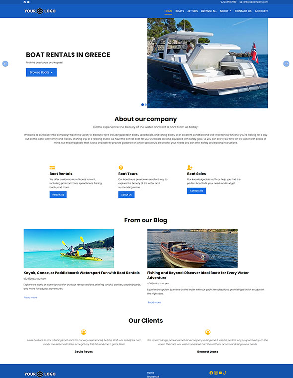 VEVS Boat Rental Website Builder Templates